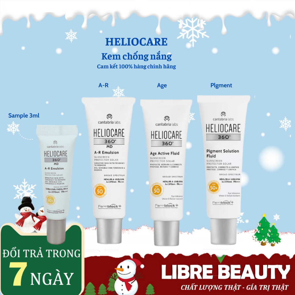 Kem chống nắng Heliocare 360 MD A-R Emulsion/Age Active Fluid/ Pigment ...