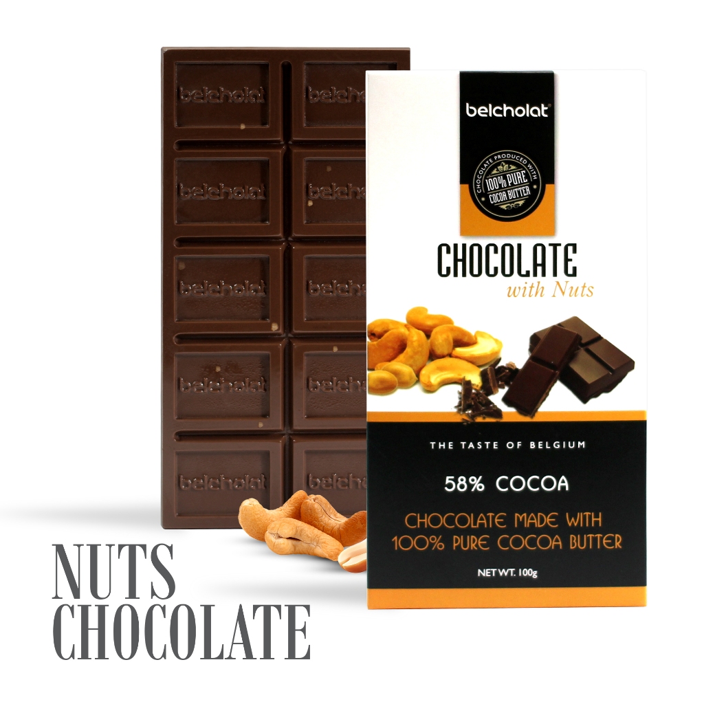 Thanh Socola đen Belcholat Chocolate 58% ca cao with Nuts đậm vị cacao ...