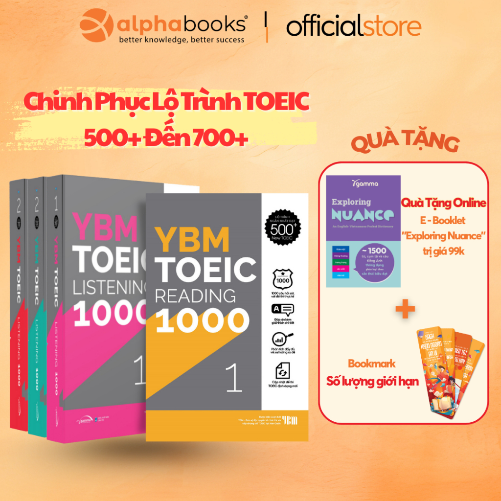 Sách > Combo YBM TOEIC 1000 (Trọn Bộ 4 Cuốn) - Chinh Phục Lộ Trình Toeic 500+ Đến 700+ (Gamma ...