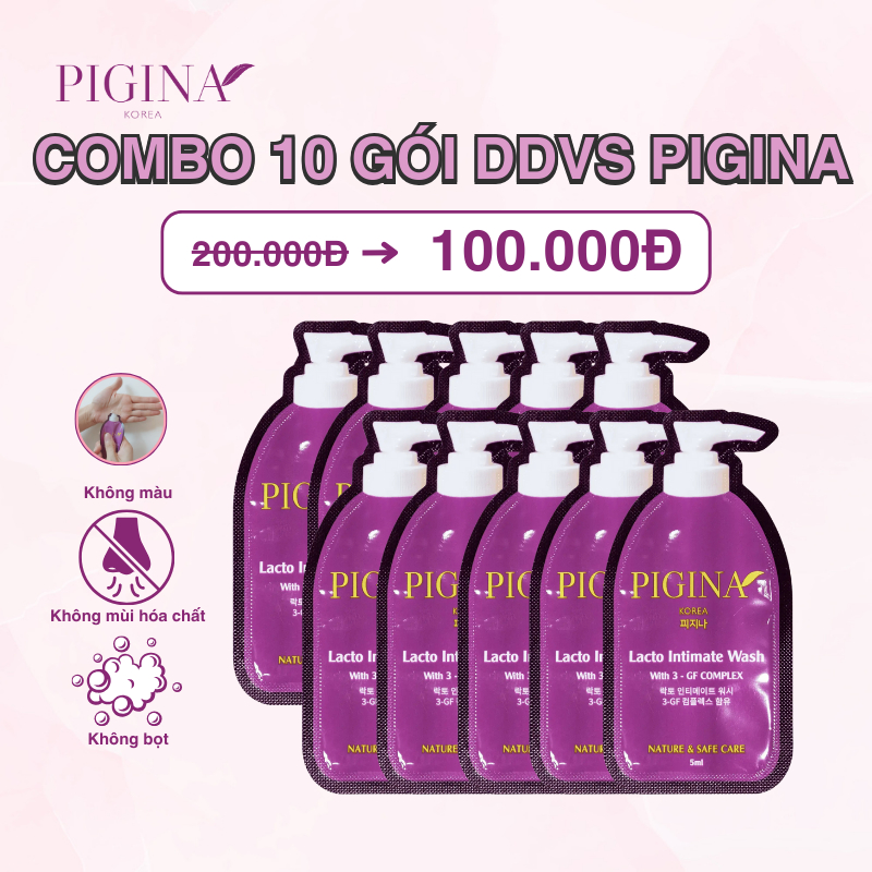 10 gói 5ml dung dịch vệ sinh Pigina dịu nhẹ, bảo vệ hệ vi sinh "Cô Bé ...