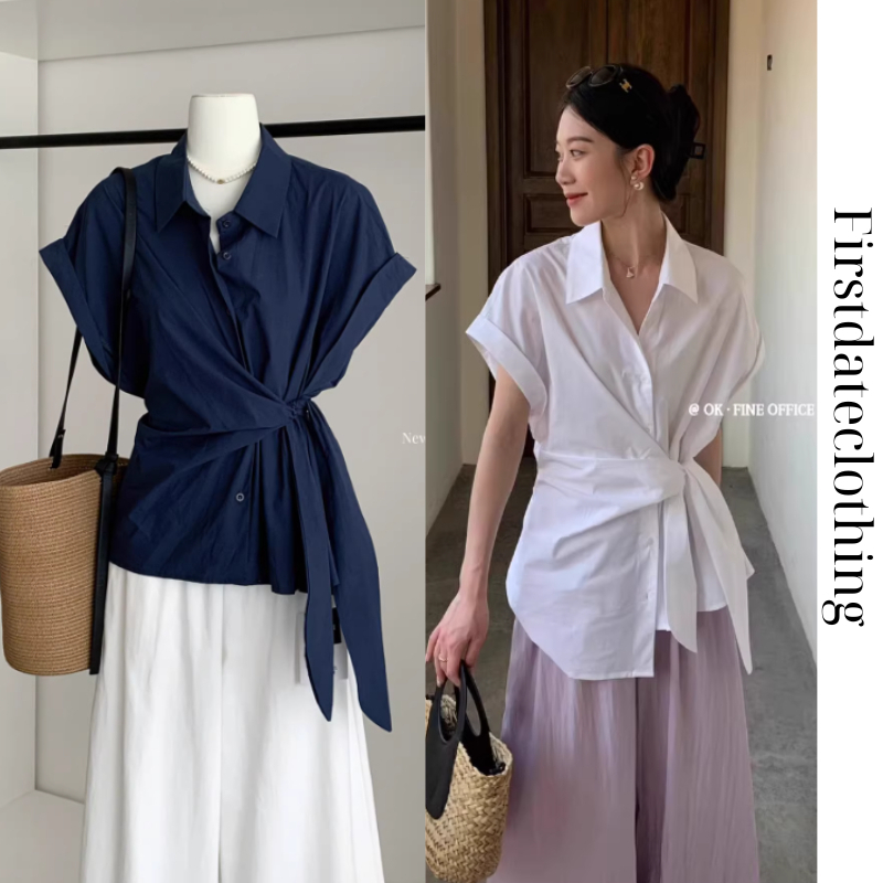 Áo Sơ Mi Nữ Ngắn Tay Kiểu ASM03 Phong Cách Hàn Quốc Thắt Eo Buộc Dây ...