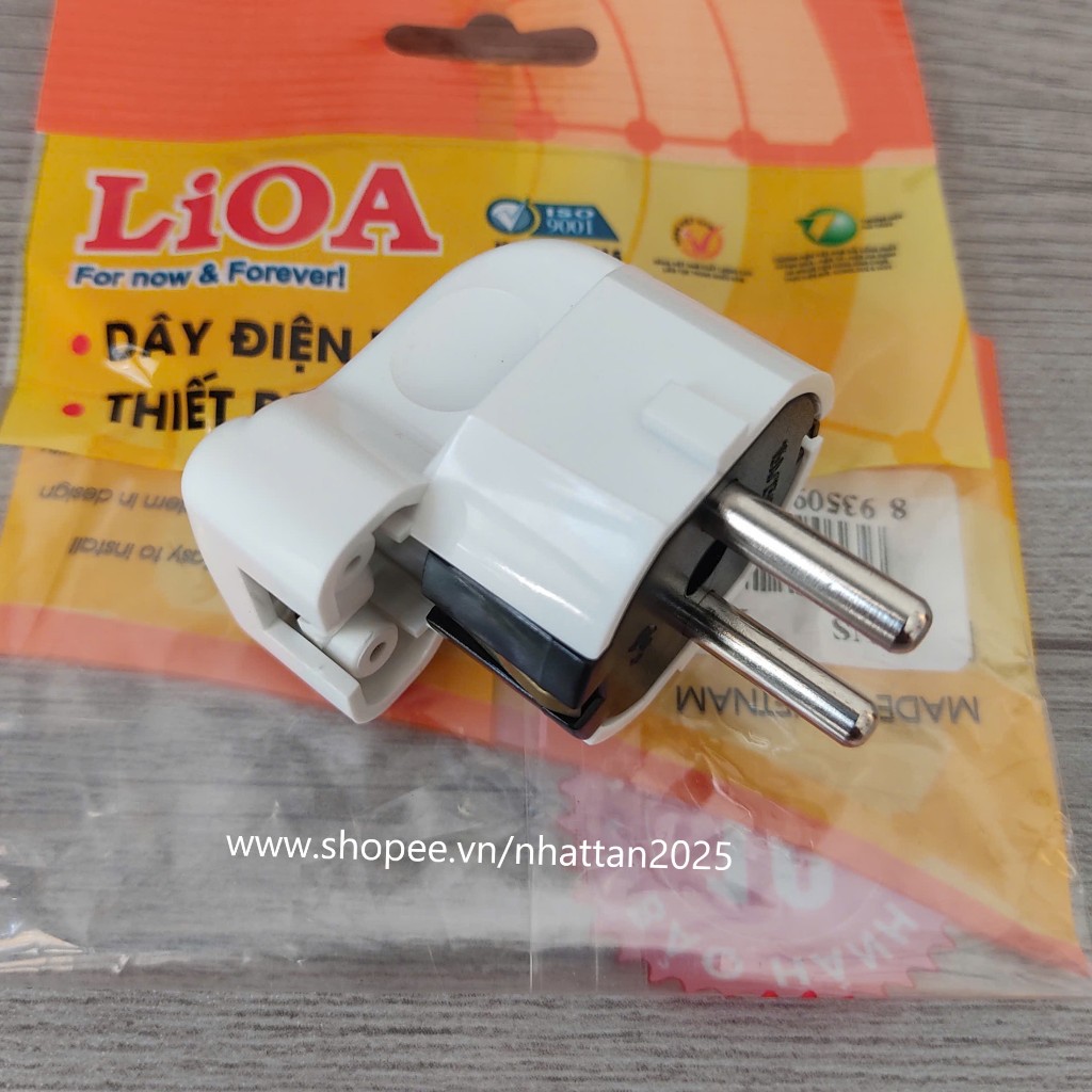 Phích cắm điện 2 chấu tròn 3 cực chuẩn Châu Âu type F LIOA - phích cắm điện Schuko chuẩn EU loại ...