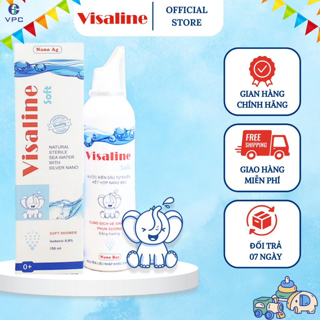 Bình xịt vệ sinh mũi hằng ngày Visaline Soft 0,9% - xịt mũi nano bạc ...