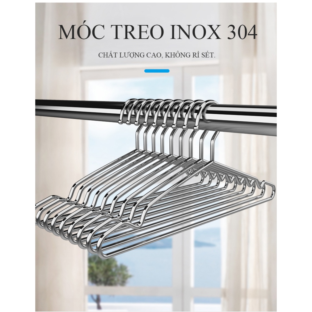 Set 30 Móc Treo Quần Áo Inox - Móc Inox Treo Phơi Đồ Người Lớn, Trẻ Em,Dài 32-42cm - Độ dày 3mm ...