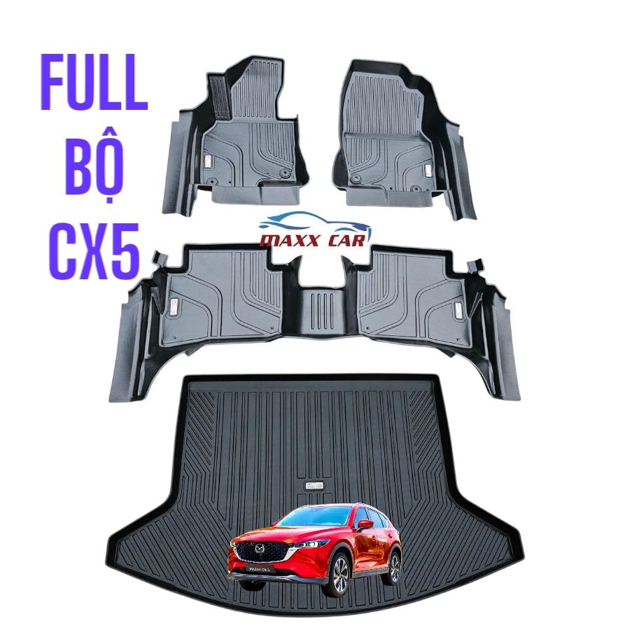 TRỌN BỘ CX5 2018+: Thảm lót sàn + rối + cốp MAXXCAR nhựa TPE NGUYÊN SINH đúc 5D cho xe MAZDA CX5 ...