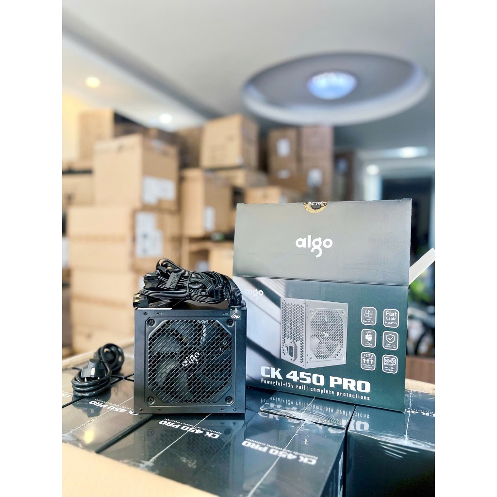 BỘ NGUỒN MÁY TÍNH AIGO MODEL CK450PRO 450W (DÂY CÁP ĐEN DẸT) | Shopee Việt Nam