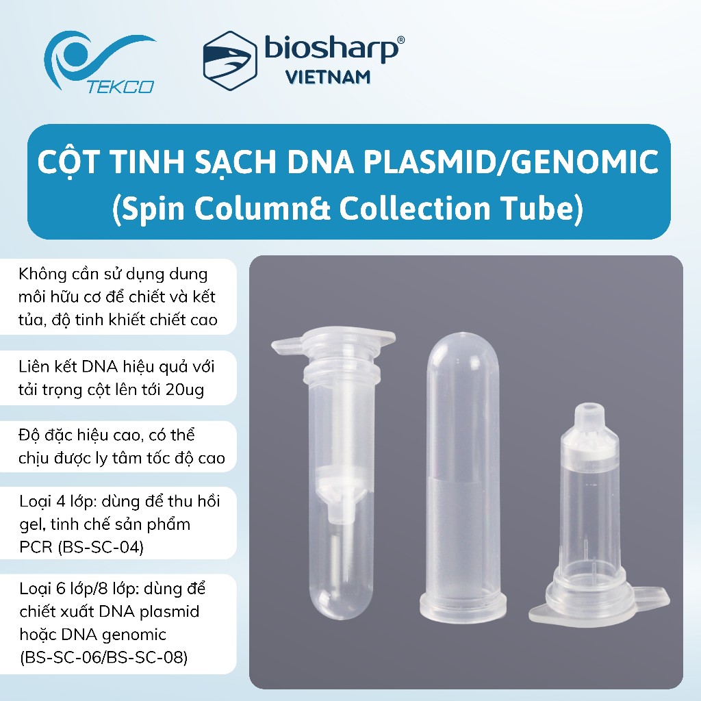 Cột tinh sạch DNA plasmid/genomic (Spin Column& Collection Tube), 4 lớp ...