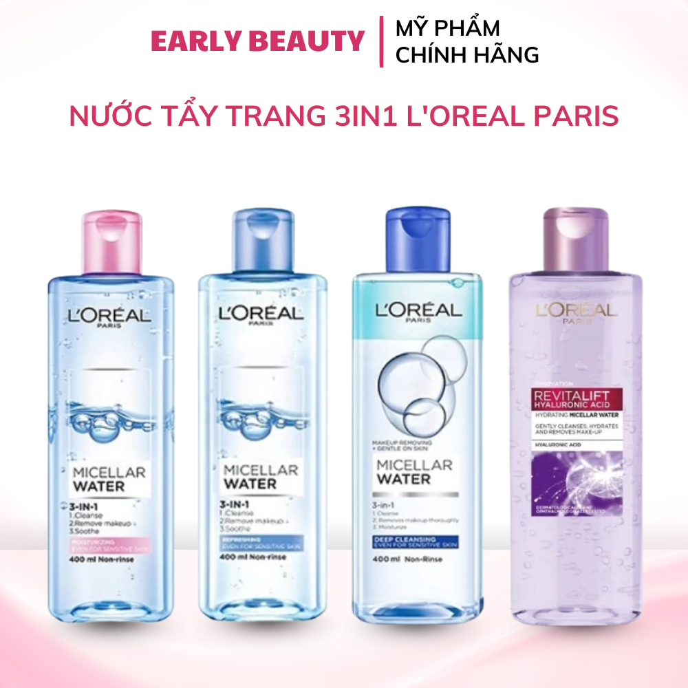 Nước tẩy trang L'Oreal Paris 3in1 Micellar Water Nước tẩy trang Loreal cho da nhạy cảm giúp làm ...