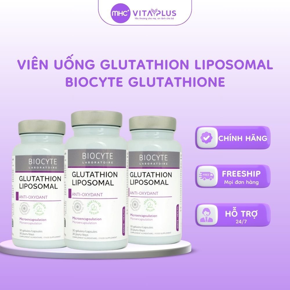 Viên uống bổ sung Glutathion Liposomal BIOCYTE Glutathione vi bao chống oxy hóa, sáng da, trị ...