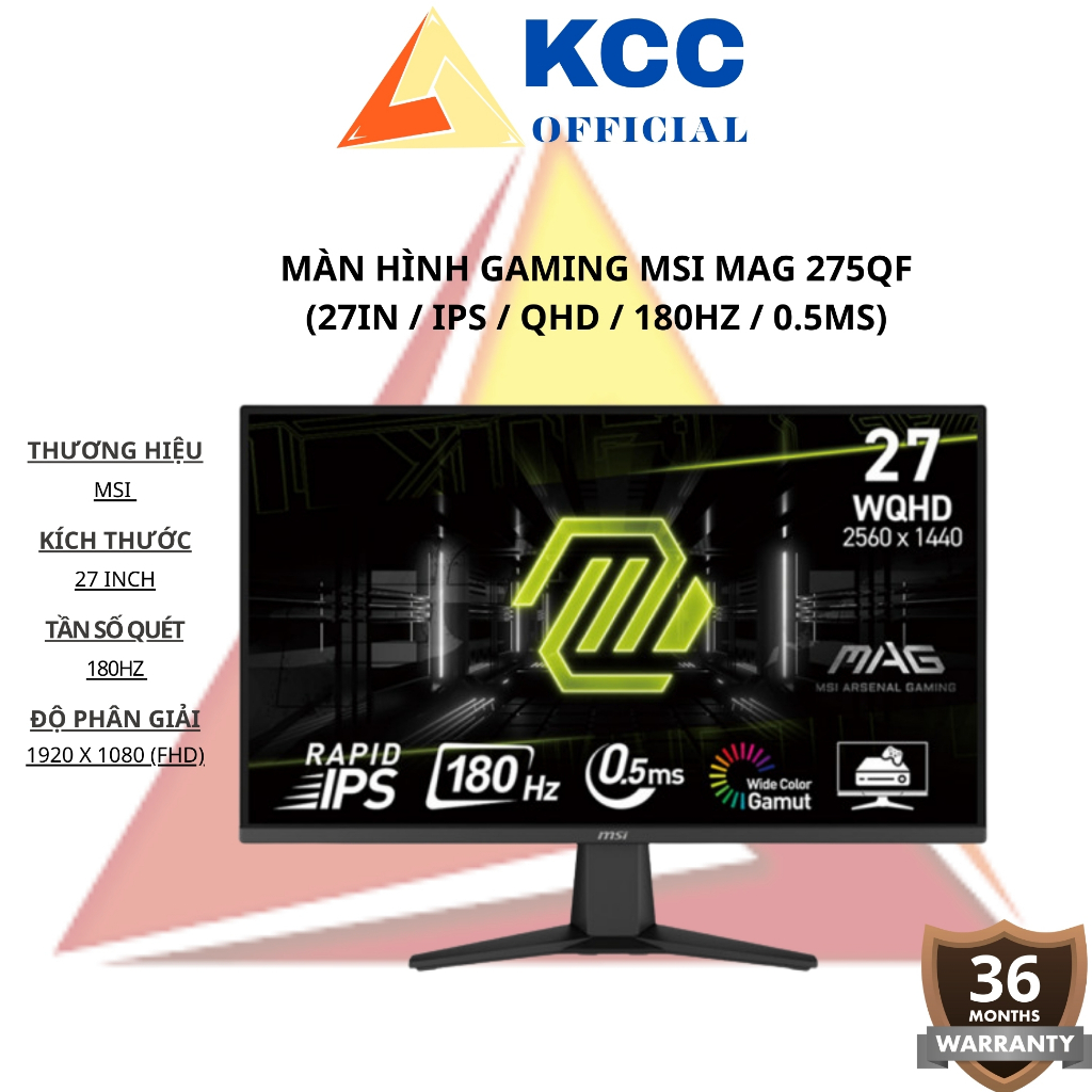 Màn hình gaming MSI MAG 275QF (27in / IPS / QHD / 180Hz / 0.5ms) | Shopee Việt Nam