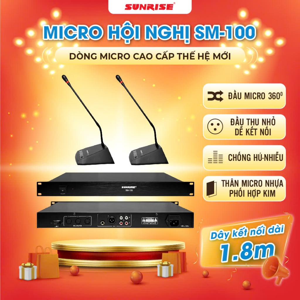 Micro hội nghị Sunrise SM 100, trọn bộ micro cổ ngỗng gồm 3 phân loại ...
