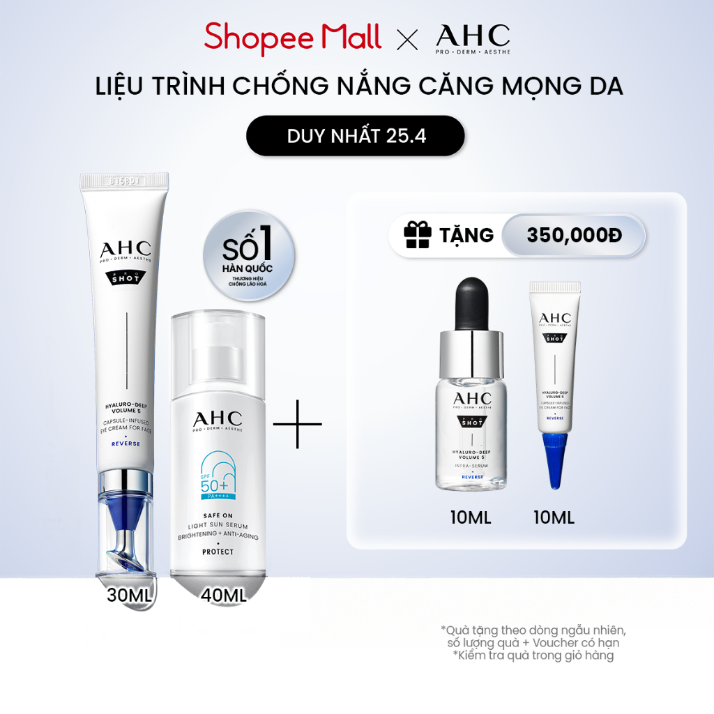Bộ đôi Kem mắt cho mặt + Serum chống nắng cấp ẩm AHC 30ML + 40ML | Shopee Việt Nam