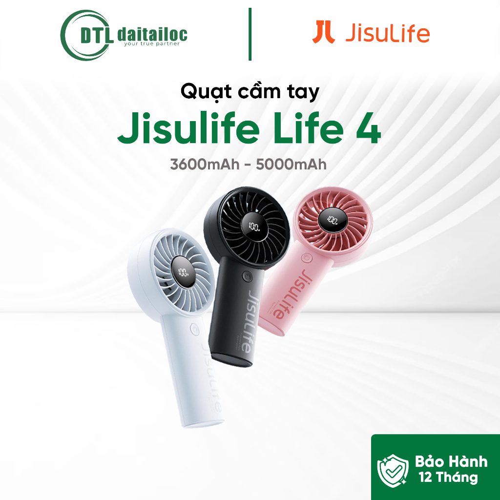 Quạt cầm tay mini Jisulife Life 4 Pin 13 giờ 3600mAh | Chính hãng | Bảo ...