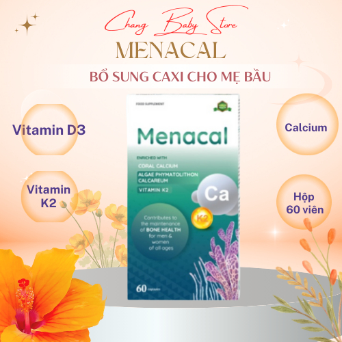 Canxi EU tảo biển Menacal - Viên uống bổ sung Canxi, vitamin K2 và D3 ...