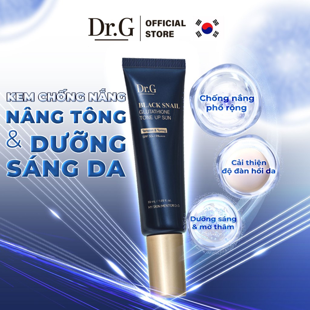 Kem chống nắng nâng tông dưỡng sáng da Dr.G Black Snail Glutathione Tone Up Sun SPF50+ PA ...