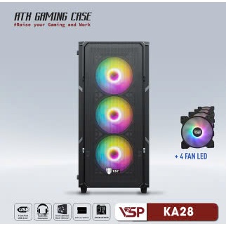VỎ CASE MÁY TÍNH VSP GAMING KA28- ĐEN + 4Fans Led | Shopee Việt Nam