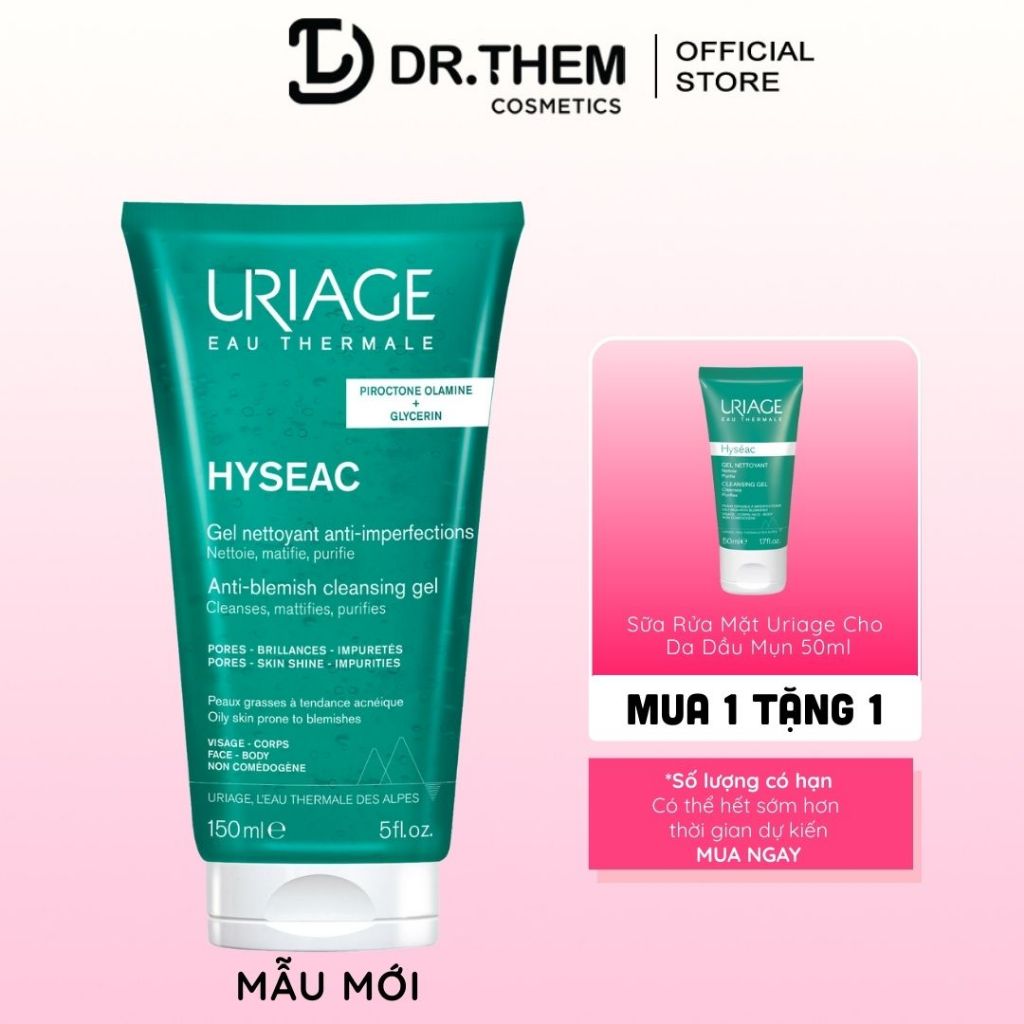 Sữa Rửa Mặt Cho Da Dầu, Mụn URIAGE HYSÉAC GEL NETTOYANT 50ml/150ml- Dr ...