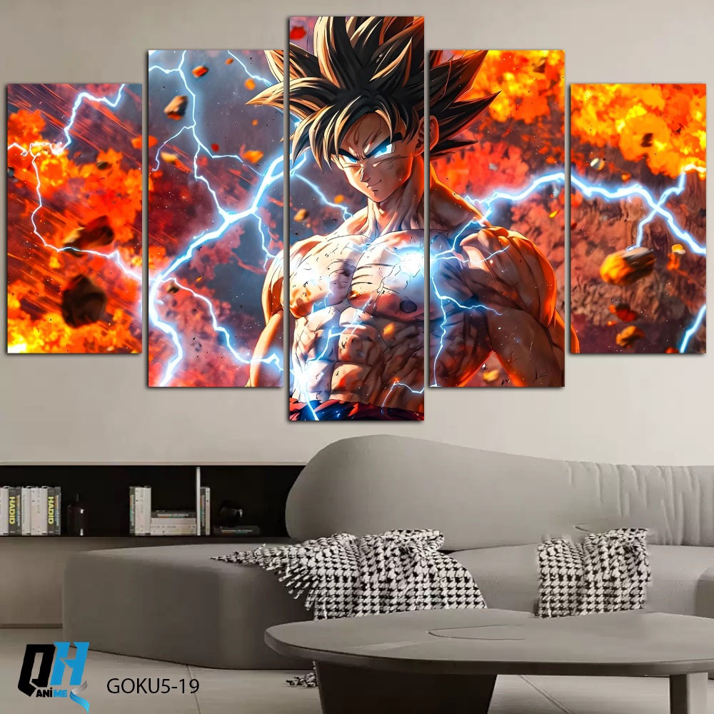 Bộ 5 Tấm Tranh Dragon Ball Songoku, Dán Tường Fomex 5mm, Decor Phòng Ngủ, Phòng Game,Phòng Trẻ ...