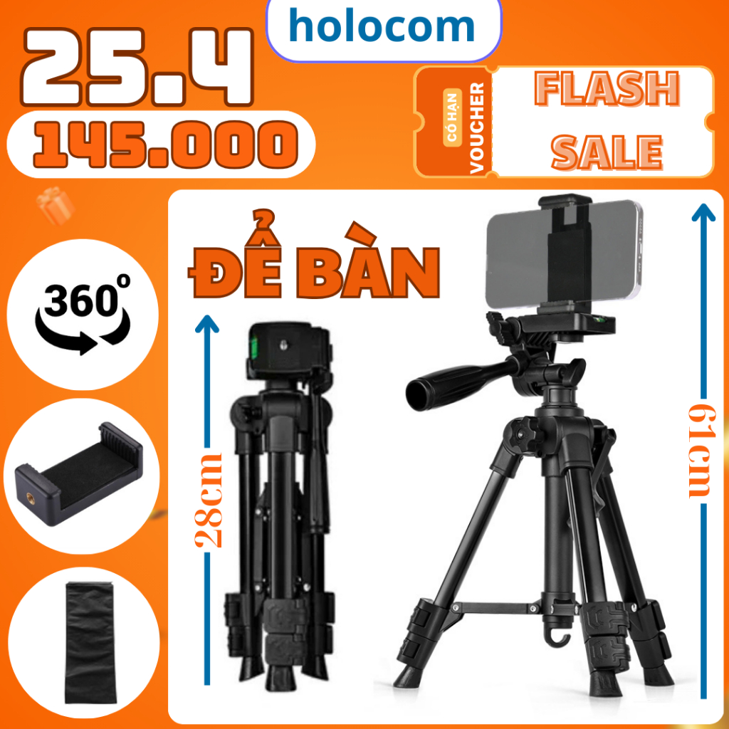 Tripod Điện Thoại Để Bàn F10T Kiêm Chân Máy Ảnh Đa Năng Xoay 360 Độ Cao ...