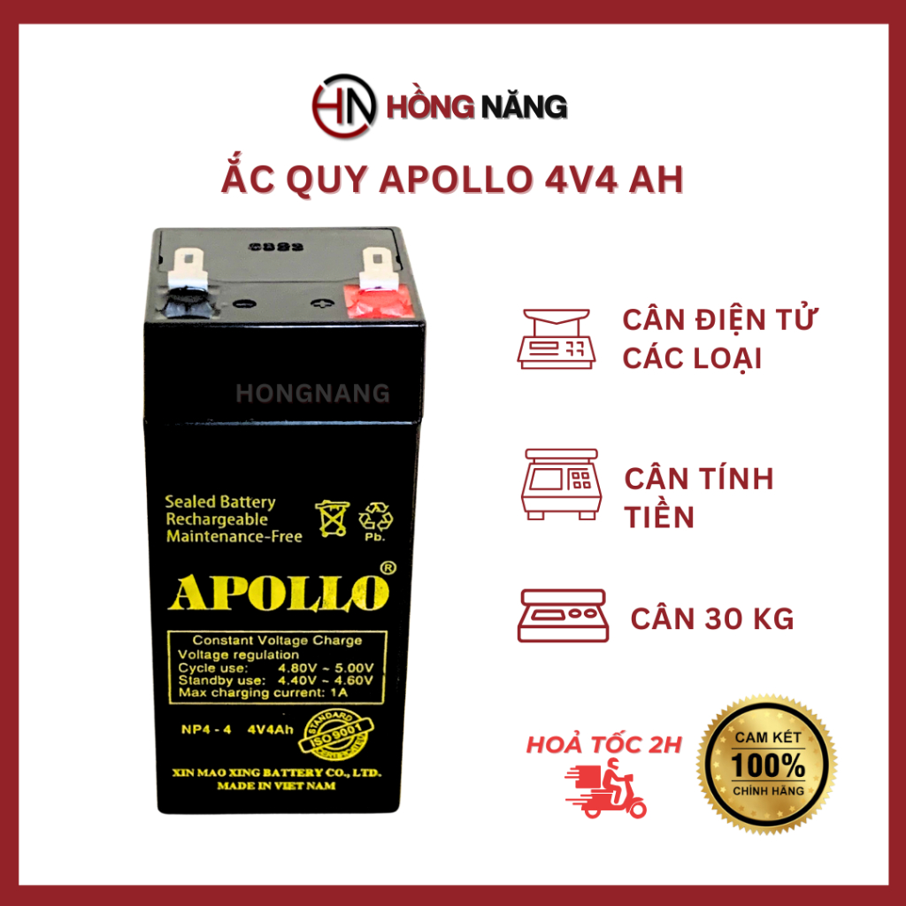 Bình ắc quy Apollo 4V 4Ah chính hãng Cho Cân Điện Tử - Không Cần Bảo ...