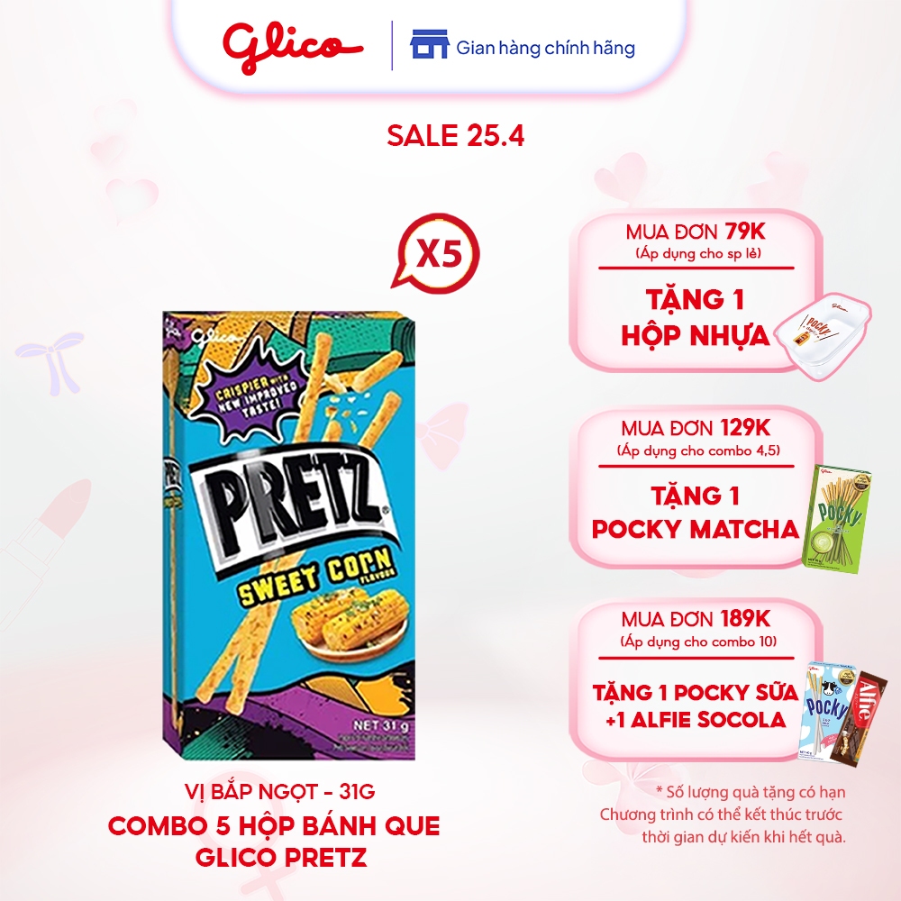 Combo 5 hộp Bánh que mặn nướng giòn Glico Pretz vị Bắp ngọt 31gr | Shopee Việt Nam