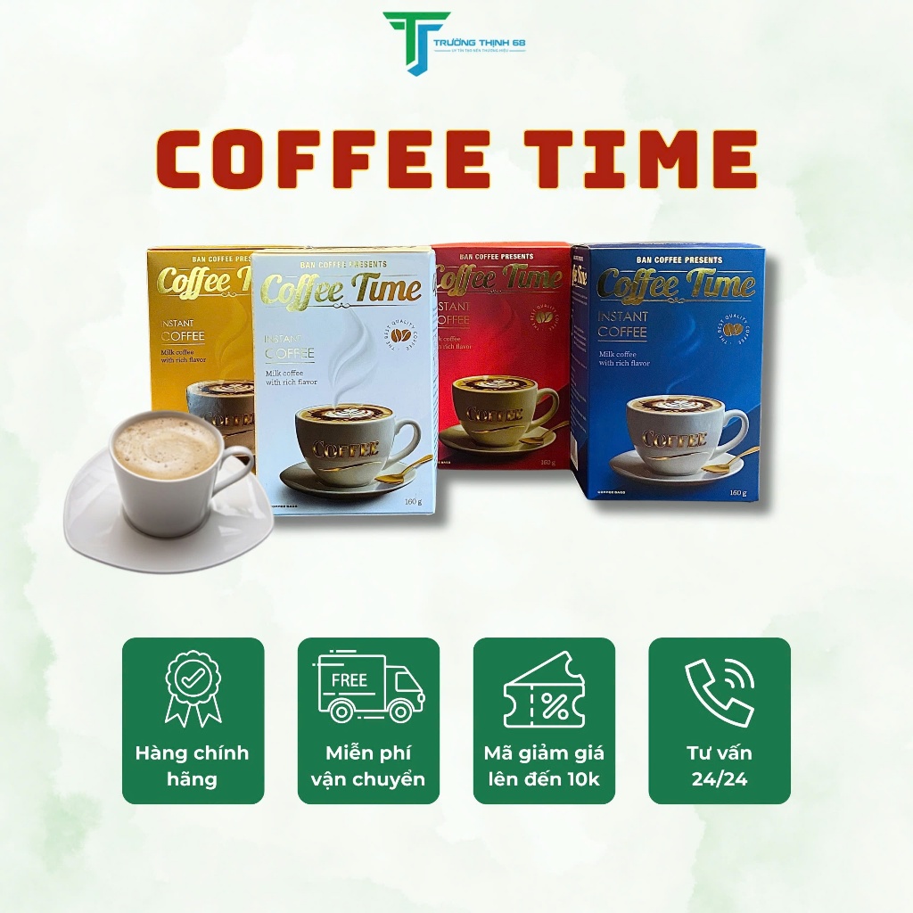 Cà phê sữa thơm ngon Coffee Time, cà phê hoà tan Bản Coffee 4 màu 160g ...
