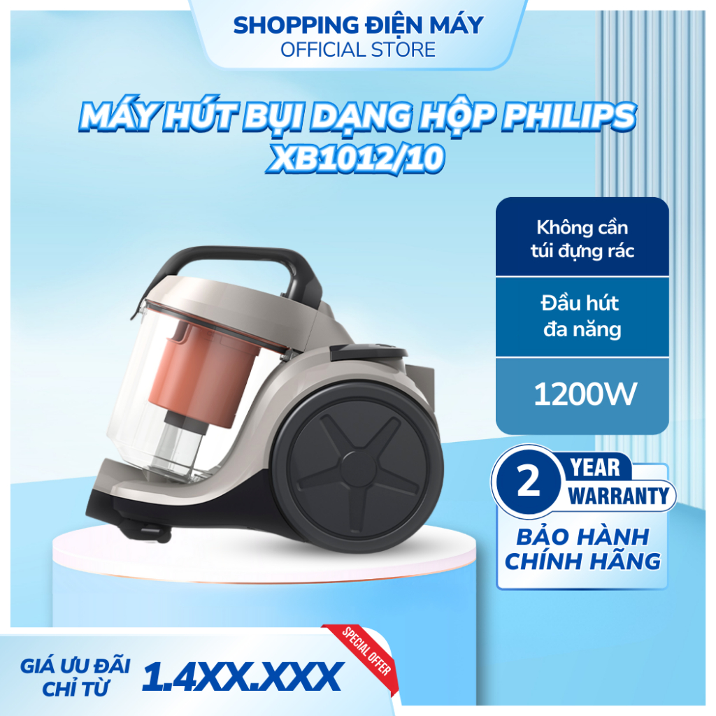 Máy hút bụi dạng hộp Philips XB1012/10, công suất 1100W và lực hút 210W ...