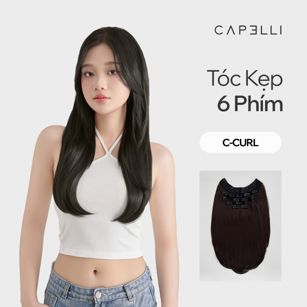 Bộ Tóc Kẹp 6 Phím CAPELLI Cúp C-Curl 40-50cm | Shopee Việt Nam