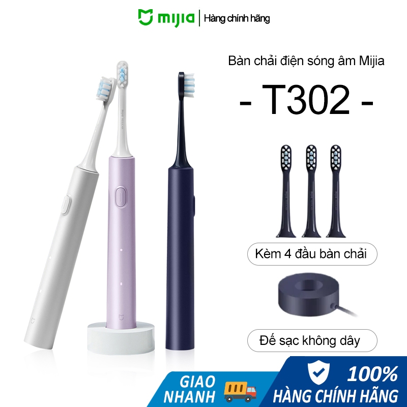 Bàn chải điện Mijia T302, 4 đầu thay, Sạc không dây, Bàn chải điện kháng khuẩn, chống nước IPX8 ...