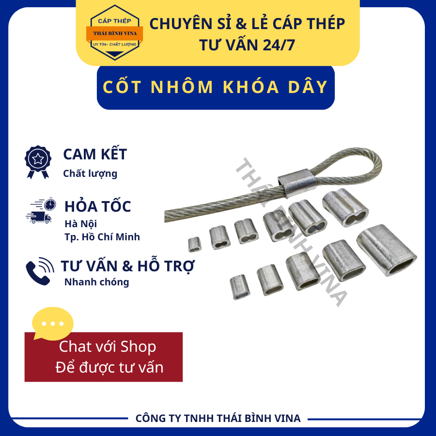 Đầu nhôm, cốt nhôm khóa dây cáp Phi 1 2 3 4 5 6 8 10 mm Cáp Thép Thái ...