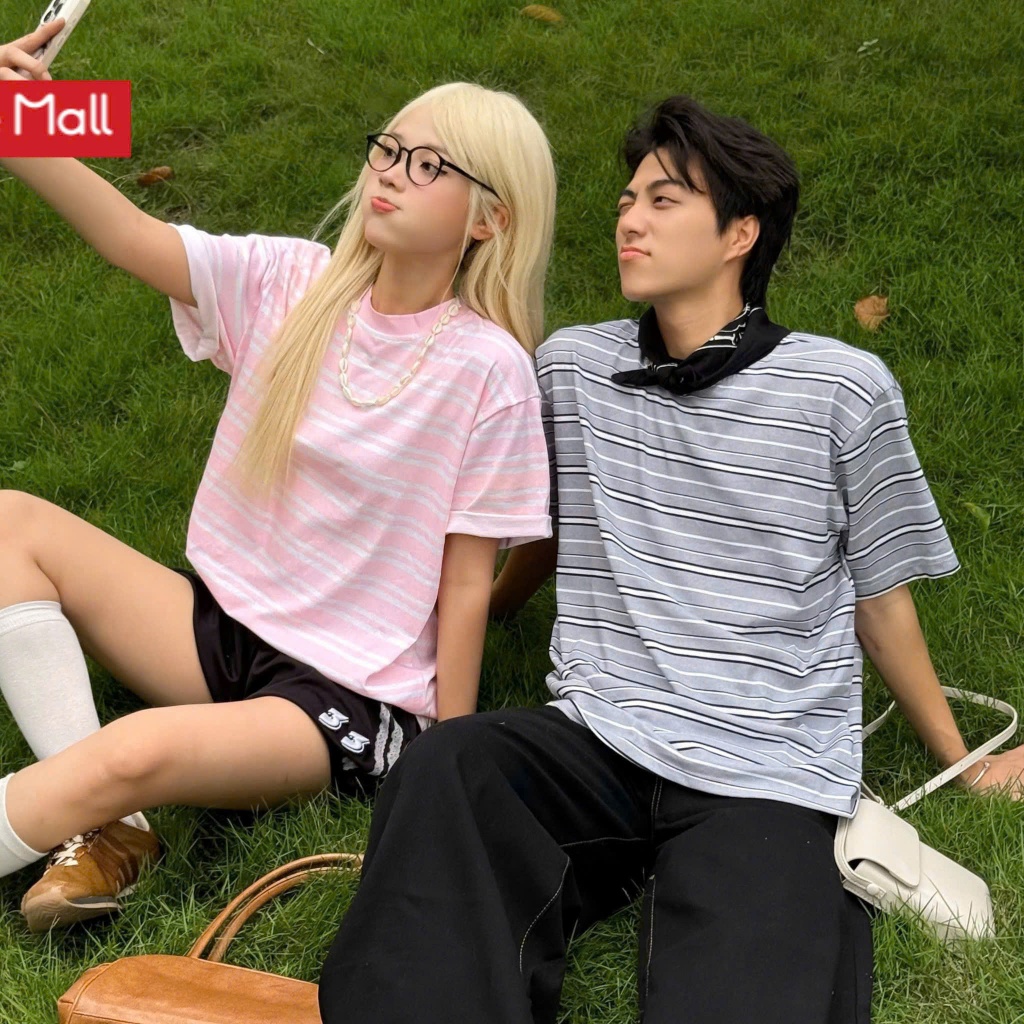 Áo thun Kẻ sọc ngang Cotton T-Shirt Calem.Club cổ tròn tay ngắn năng ...