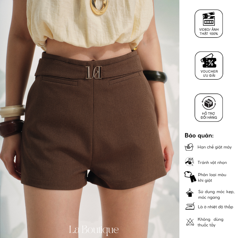 Quần Short Nữ Cạp Cao Bản Đai Logo LA BOUTIQUE Chất Sẹc Gân Cao Cấp-Q013 | Shopee Việt Nam