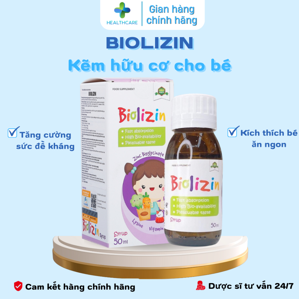 Kẽm hữu cơ BioLizin 50ml - Hỗ trợ bé ăn ngon miệng, tăng cường sức đề ...