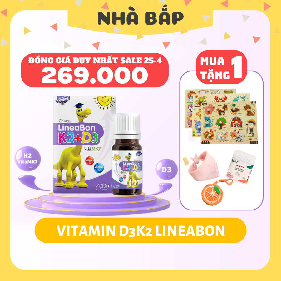 Lineabon k2 d3 bổ sung vitamin d3 k2 tinh khiết giúp bé ngủ ngon, cao ...