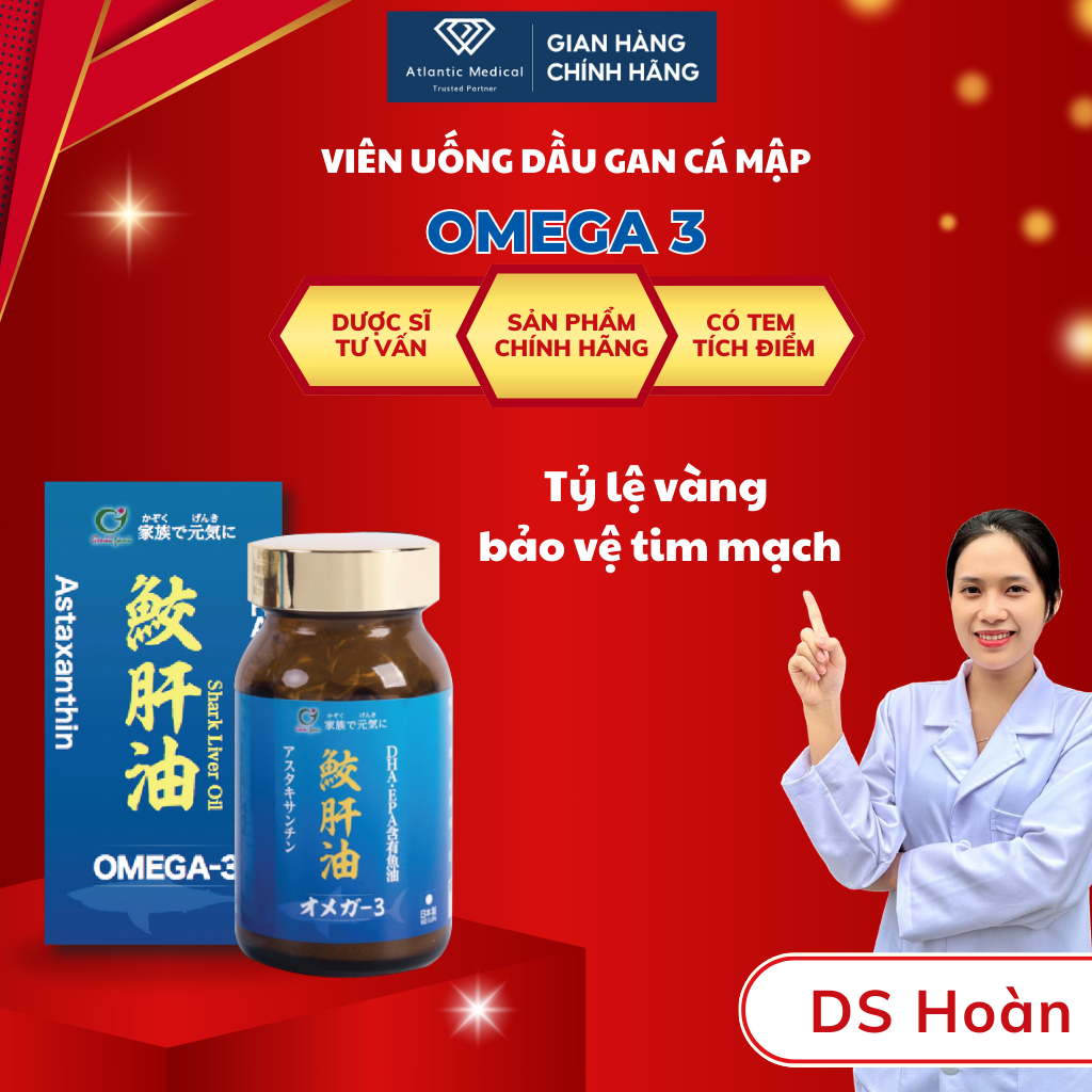 Viên Uống Dầu Gan Cá Mập OMEGA 3 Genki Fami Giúp Bổ Não, Giảm Stress ...