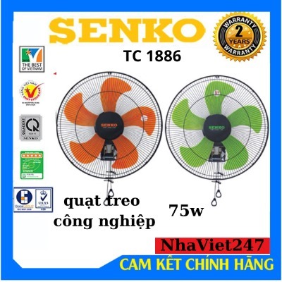 QUẠT TREO TƯỜNG SENKO 2 DÂY TC 1886 , CÔNG SUẤT 75W, 5 CÁNH , BẢO HÀNH ...