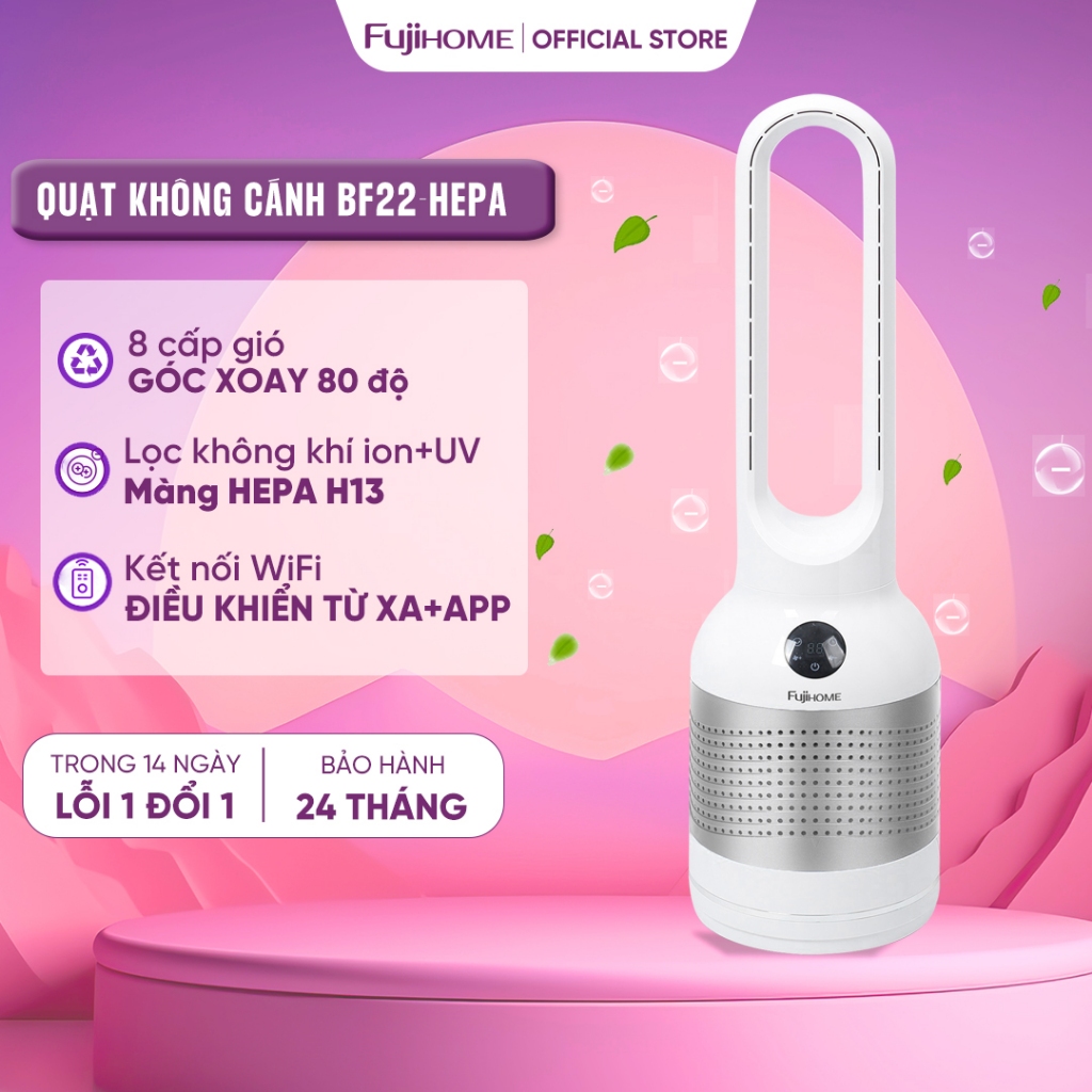 Quạt không cánh lọc không khí HEPA khử khuẩn Anion, UV Fujihome BF22 ...