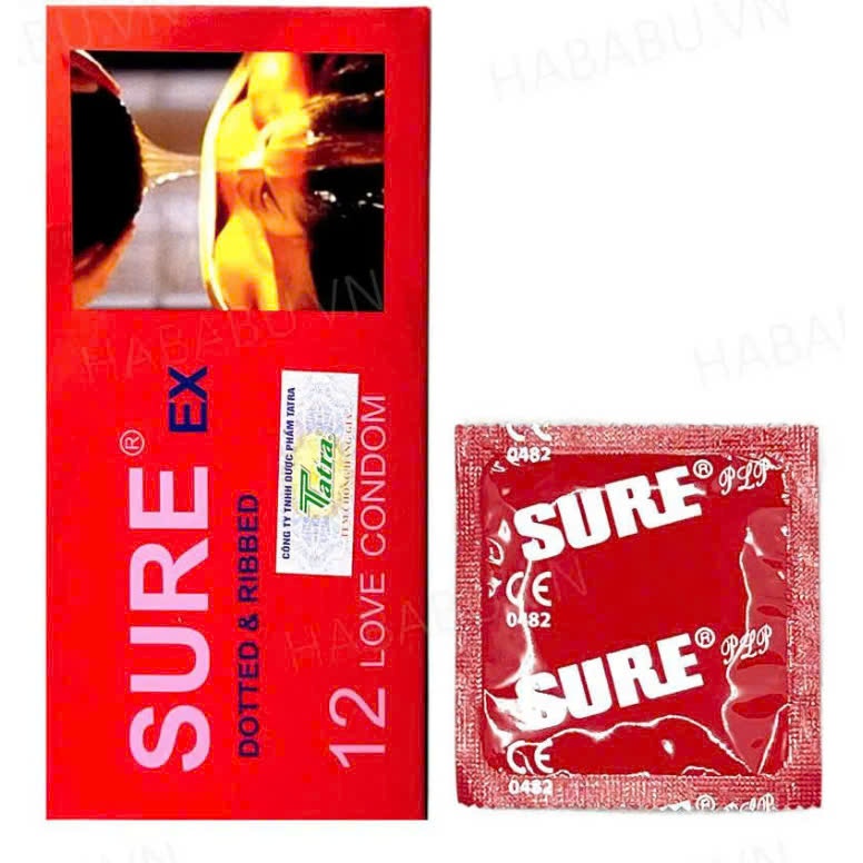 Bao cao su gia đình Sure Ex Dotted & Ribbed hộp 12 chiếc chính hãng ...