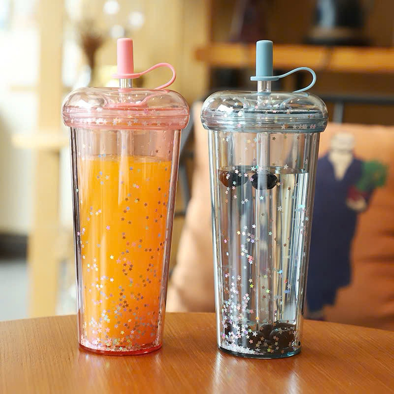 Cốc Sao Nhựa 2 Lớp, Ly Giữ Nhiệt 520ml Siêu Xinh Tặng Kèm Ống Hút | Shopee Việt Nam