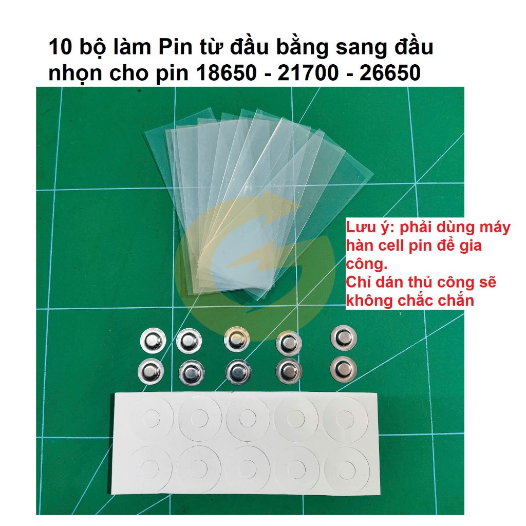 Set 10 bộ phụ kiện làm pin đầu nhọn từ pin đầu bằng cho pin 18650 ...