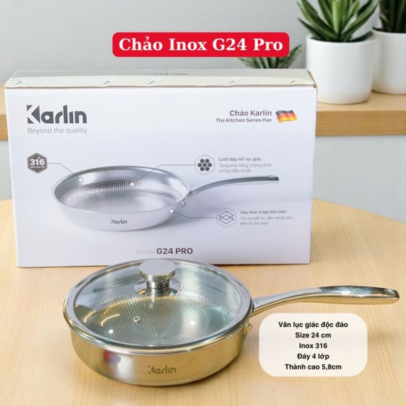 Chảo inox vân lục giác Karlin Pro – chiên không dính, xào không văng ...