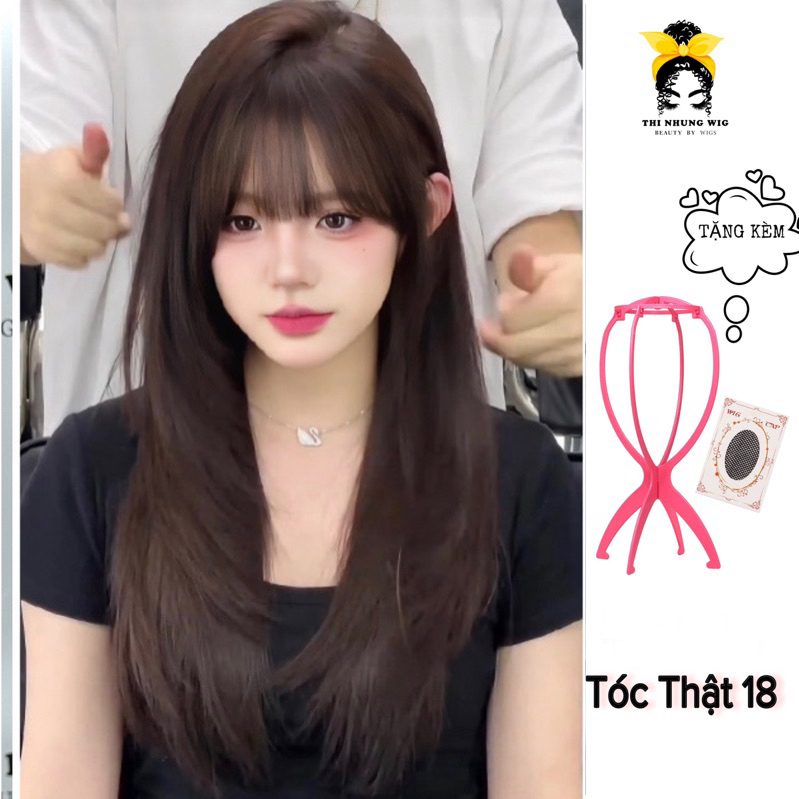 Tóc Thật Cho Nữ Dài 55cm Tỉa Layer Tự Nhiên, Tóc Thật THINHUNGWIG Layer Cúp Nhẹ Bộ Trùm Đầu Làm ...