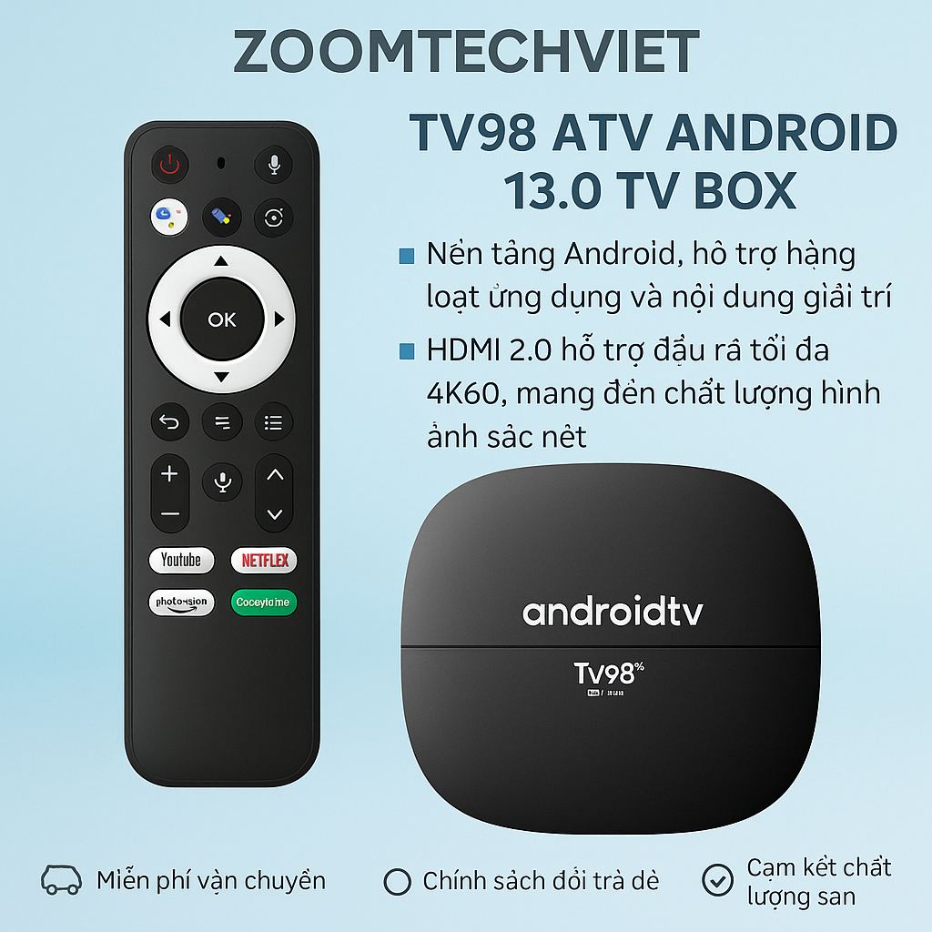 TV98 ATV Android 13.0 4K Smart TV Box - Allwinner H313 Quad Core, 2.4G ...