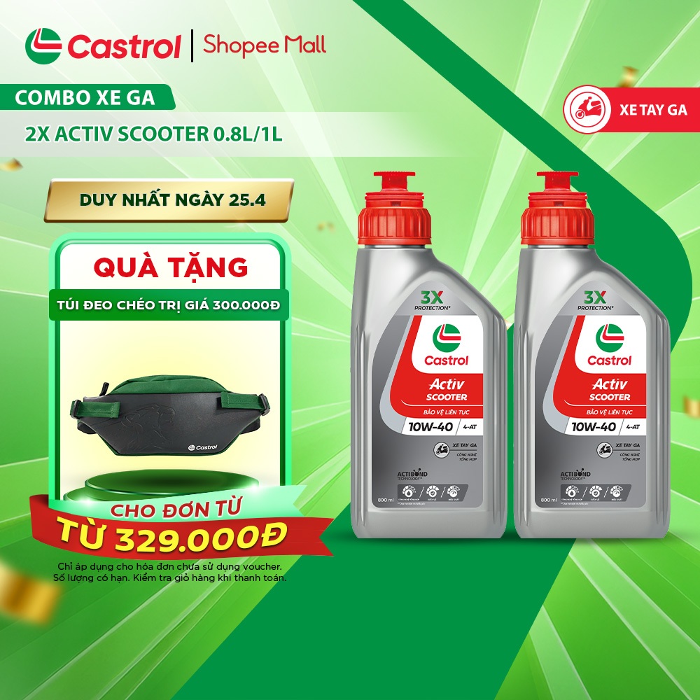 [LIVESTREAM] COMBO 2 Dầu nhớt xe tay ga Castrol ACTIV SCOOTER 10W-40 4 ...
