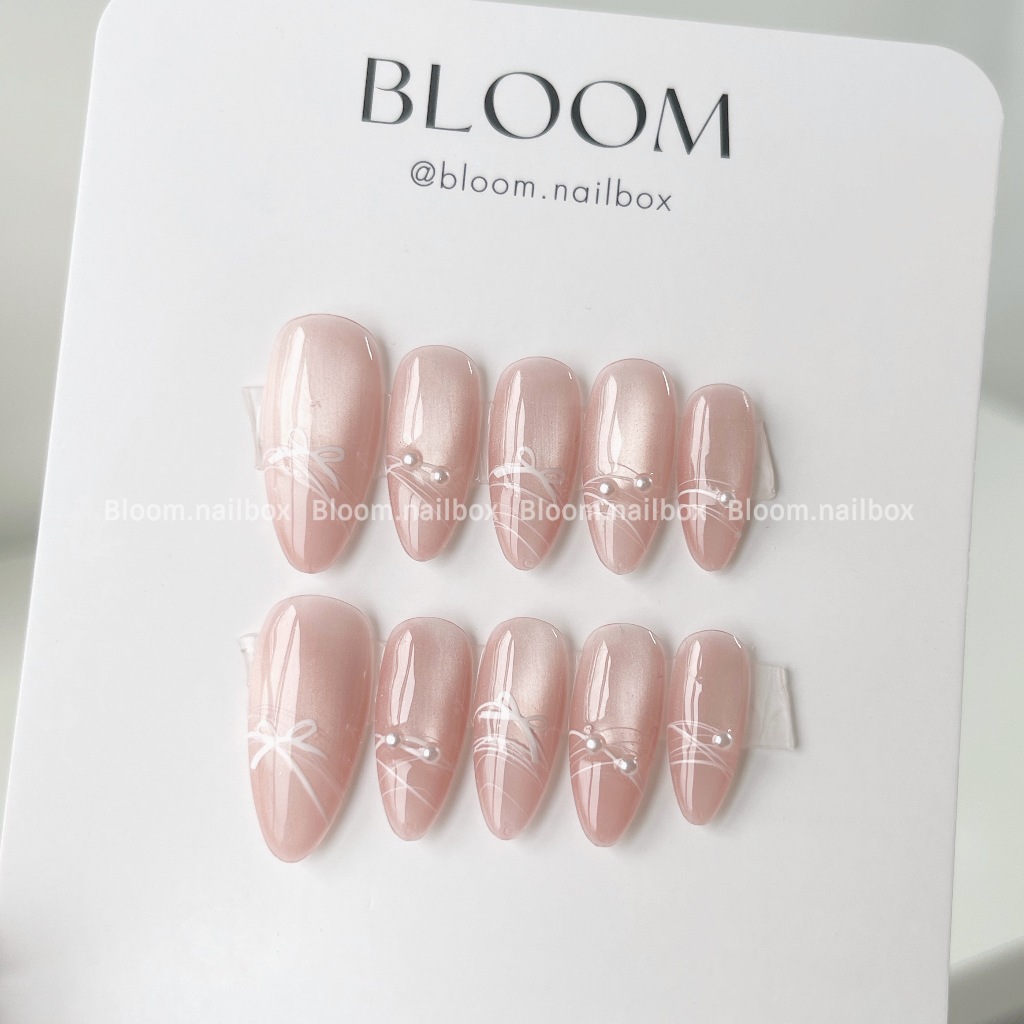 [B72] Móng úp thiết kế thủ công mắt mèo hồng nơ ẩn xinh ko vướng nail ...