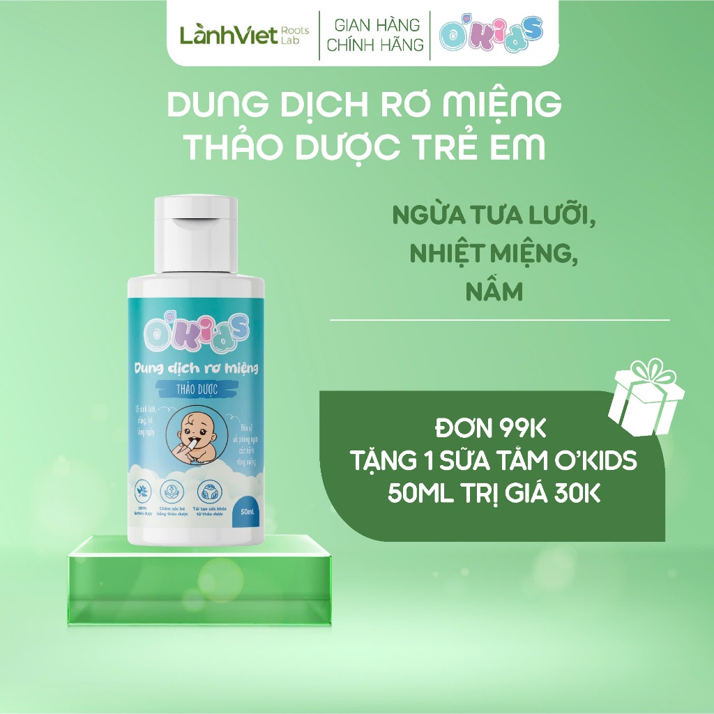Dung dịch rơ lưỡi cho bé sơ sinh O'Kids , sạch lưỡi, sạch nướu, vị ngọt ...