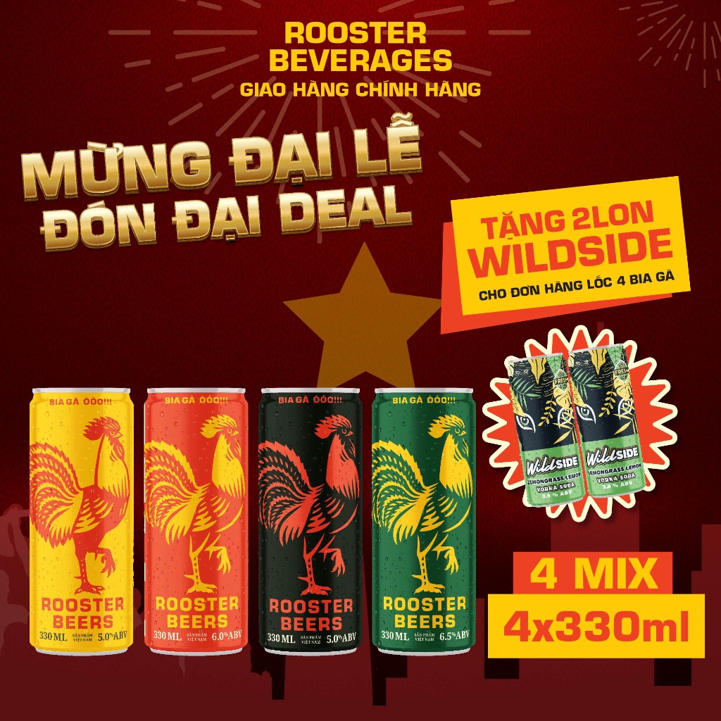 Bia thủ công | Rooster Beers Lốc 4 Lon Mix x 330ml | Shopee Việt Nam