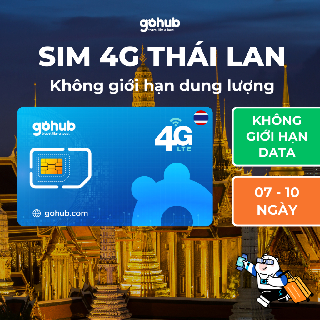 SIM Thái Lan DTAC x Gohub 4G - Không giới hạn dung lượng 10 ngày - Tặng ...