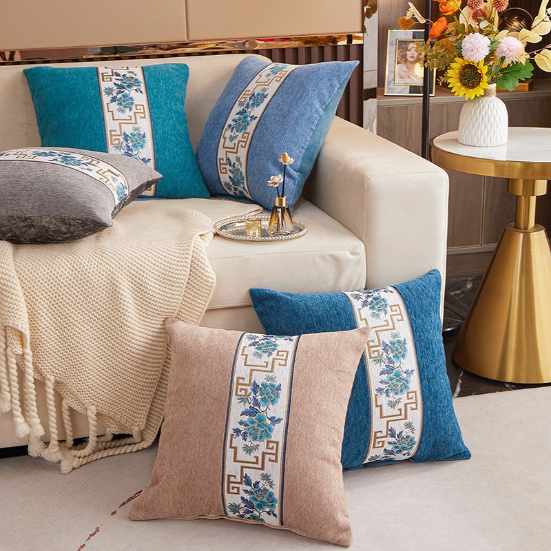 Gối vuông tựa sofa, gối tựa lưng 45cmx45cm nỉ nhung thêu hoa sang trọng ...