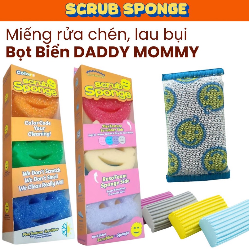 Miếng rửa chén bọt biển Trung Quốc lau bụi xoong nồi chà rửa Scrub ...
